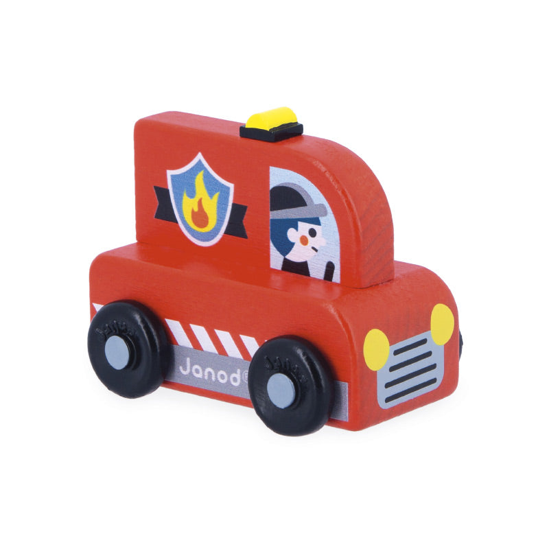 Janod - Fire Engine Wooden Toy Car - UK Stockist | Scout & Co